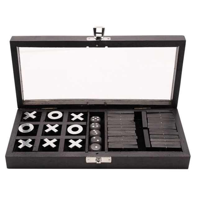 Dominoes, Tic Tac Toe & Dice Set - Black by Debenhams | ufurnish.com