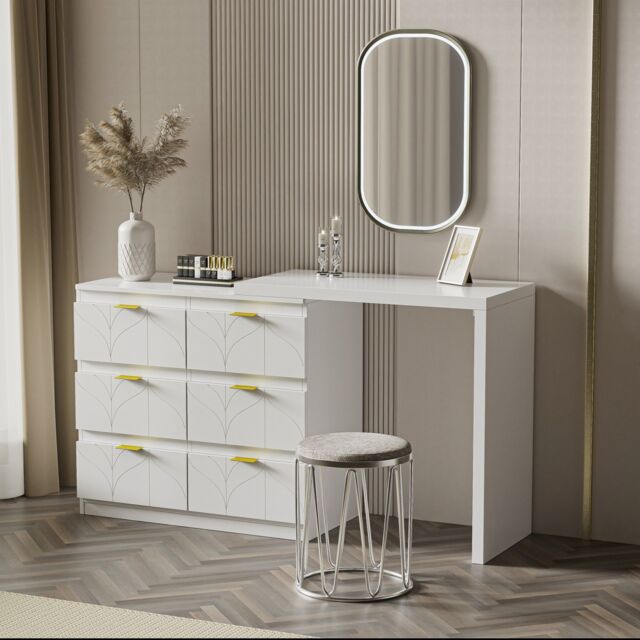 Dressing table with side table 6 drawers rotating table top by ...