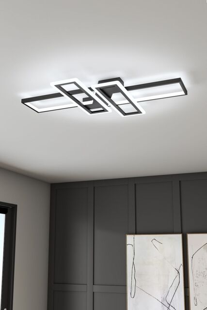 Living and Home Geometric Black Frame LED Ceiling Light by Debenhams ...