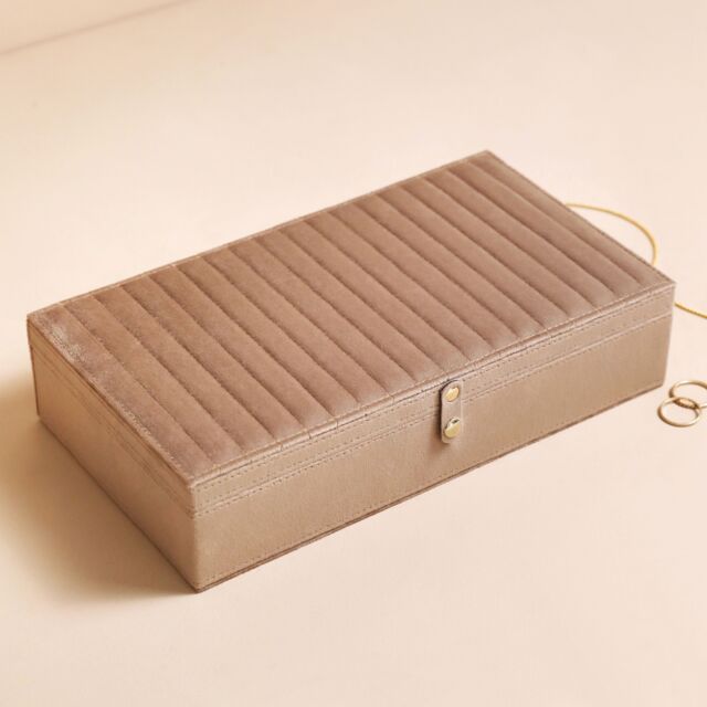 Large Quilted Velvet Jewellery Box in Taupe by Debenhams | ufurnish.com