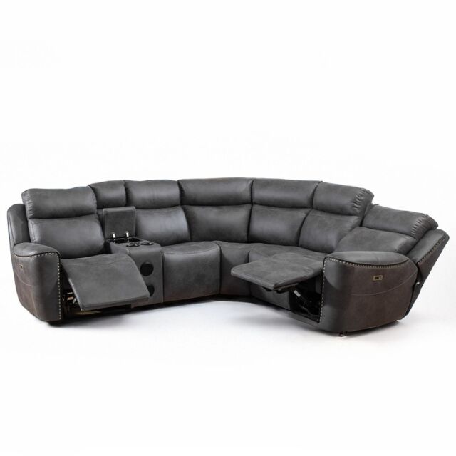 Techtronic Leather Like Bluetooth + Speakers Electric Reclining Corner ...