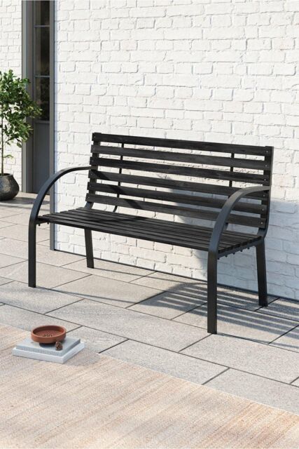 Outdoor Garden Solid Wood Metal Bench by Debenhams | ufurnish.com