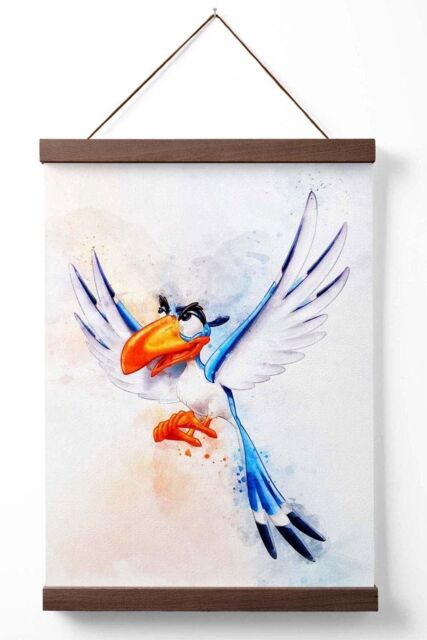 Zazu Watercolour Lion King Poster with Walnut Hanger by Debenhams ...