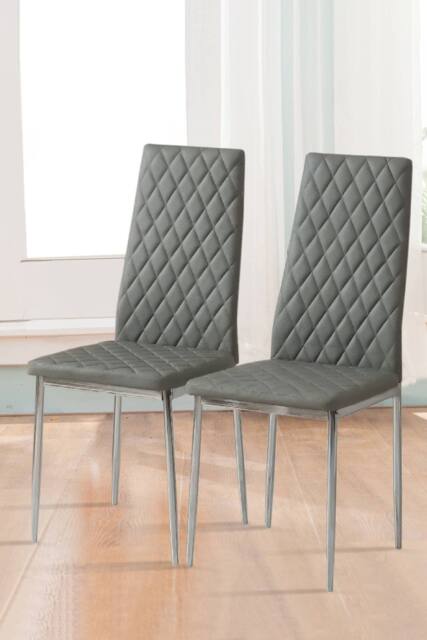 Living and Home Set of 2 PVC High Back Modern Dining Chairs in Grey by ...
