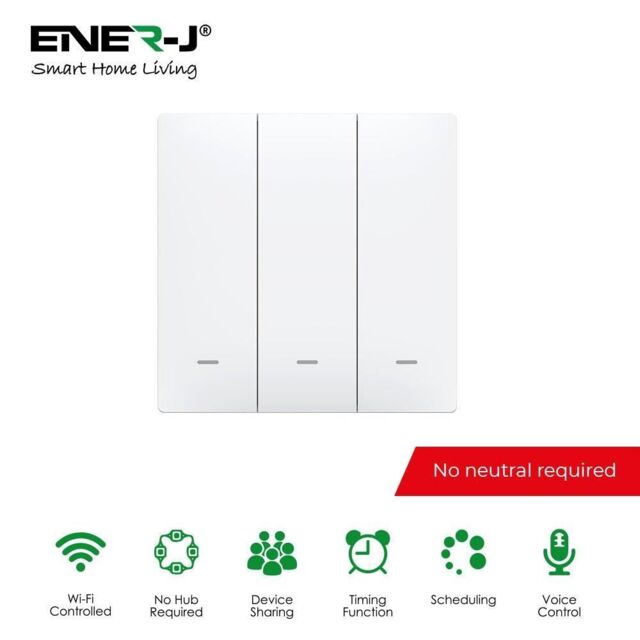 3 Gang Push Button Switch, Only Live Connection (with mini adapter ...