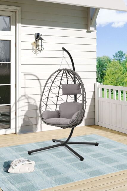 Egg-Shaped Freestanding Hanging Chair with Stand and Cushion by ...
