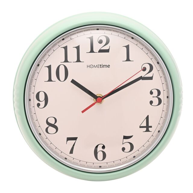 Round Retro Sage Metal Wall Clock 24cm by Debenhams | ufurnish.com