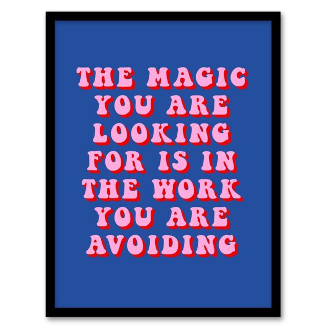 Magic Work Avoiding Dipen Parmar Pink Blue Quote Framed Wall Art by Debenhams | ufurnish.com