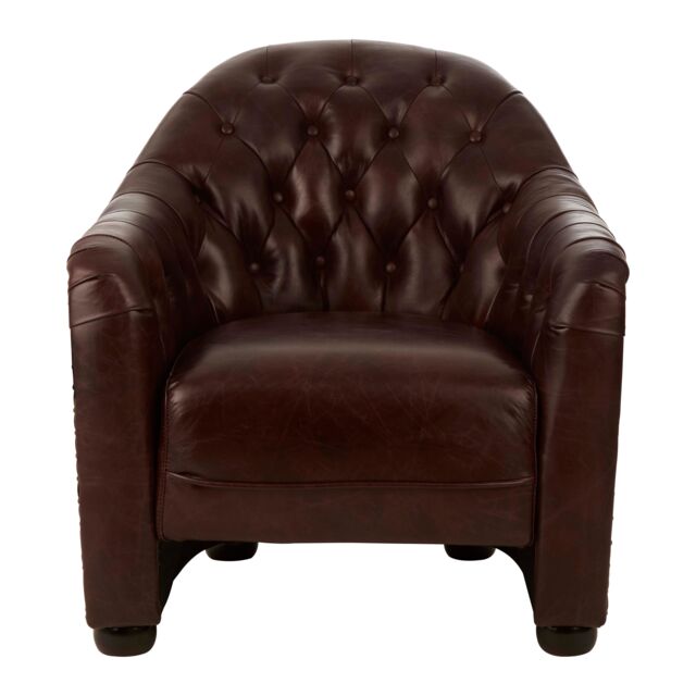 Classic Armchair with Buttoned Back,Leather Upholstered Chair, Luxe ...