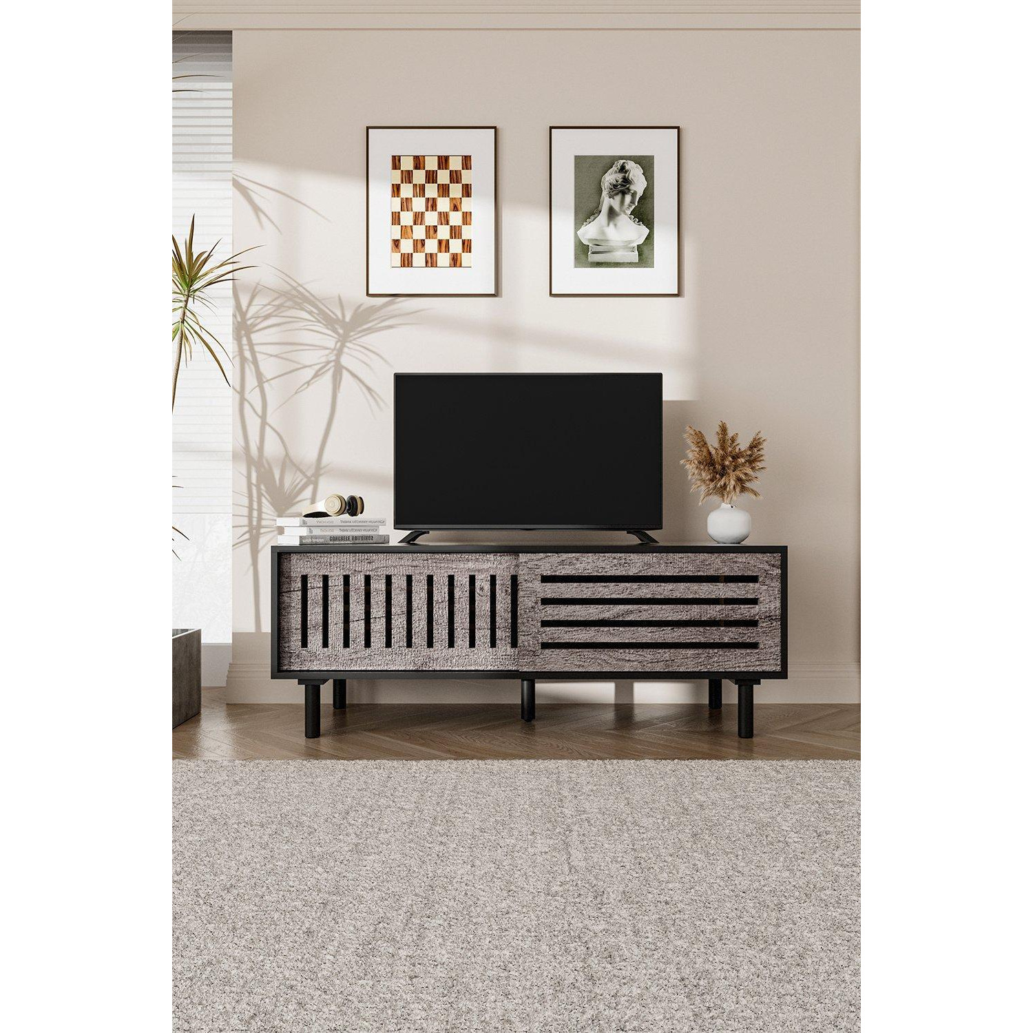 Slatted Sliding Door TV Stand by Debenhams | ufurnish.com