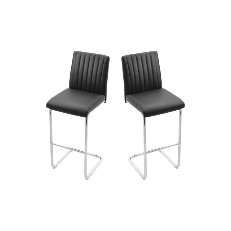 2 Pcs Black PU Bar Stools with Backrest by Debenhams | ufurnish.com
