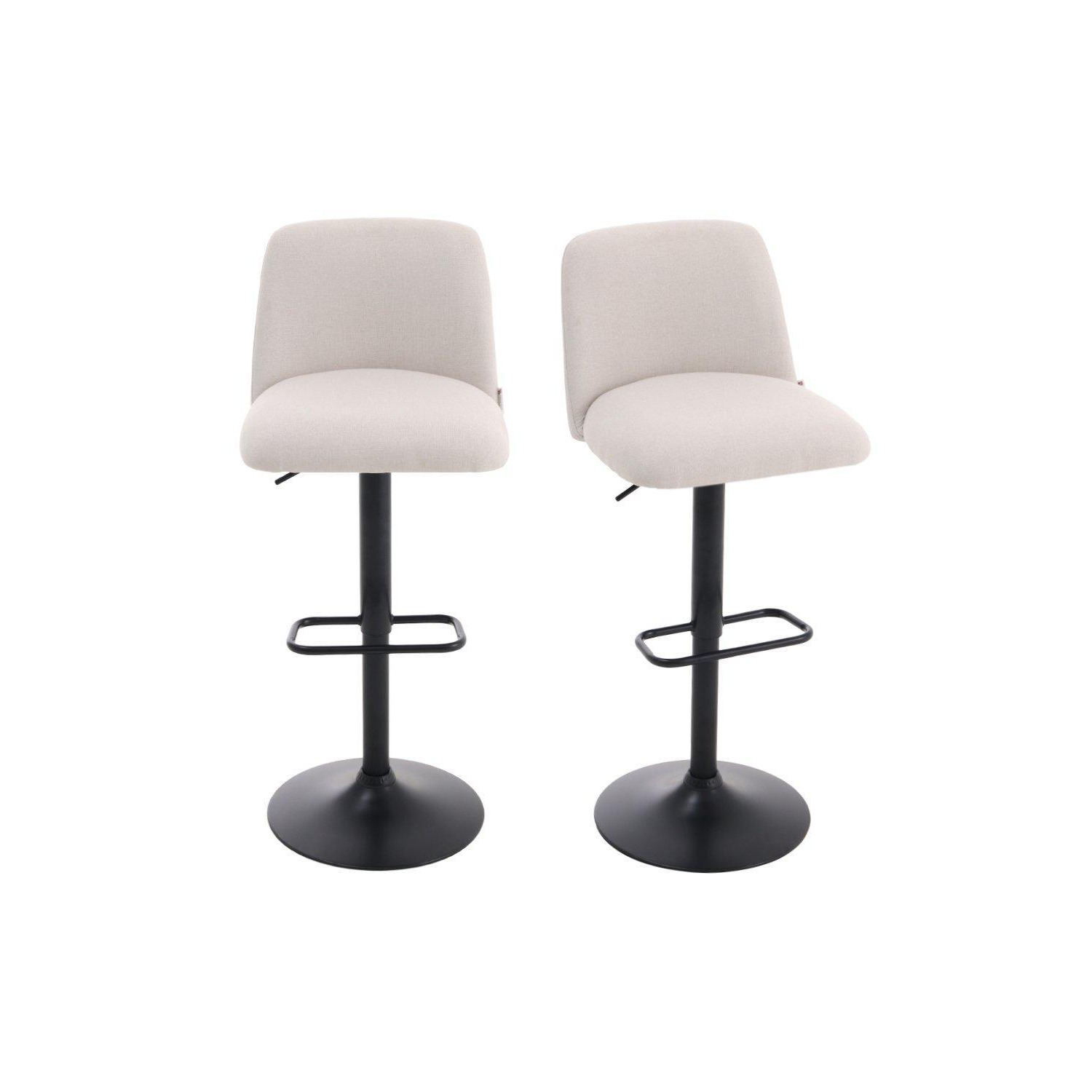 2 Set Beige Linen Swivel Counter Bar Stools with Mid Backrest by ...