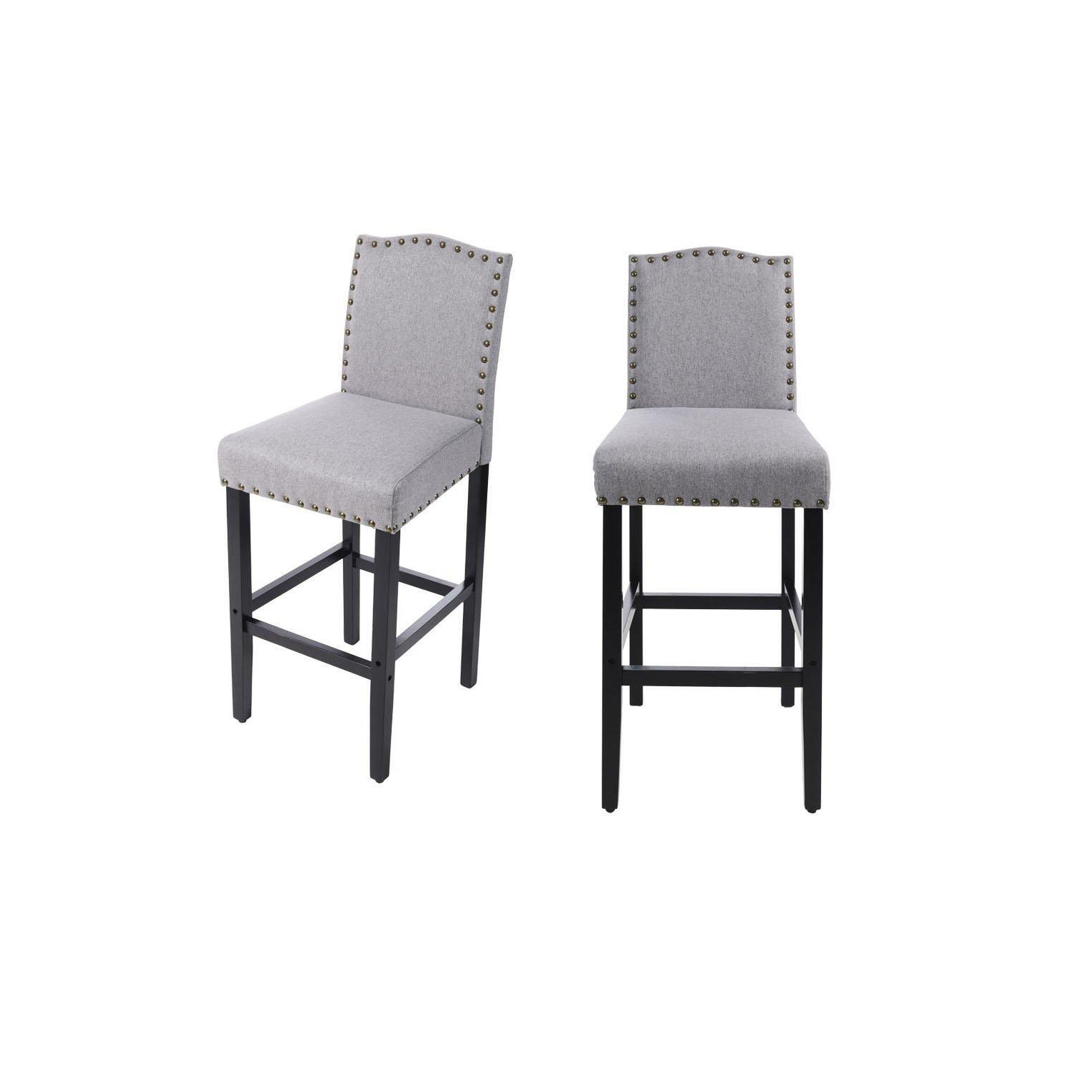2Pcs Linen Kitchen Counter Bar Stools with Nailed Trim by Debenhams ...