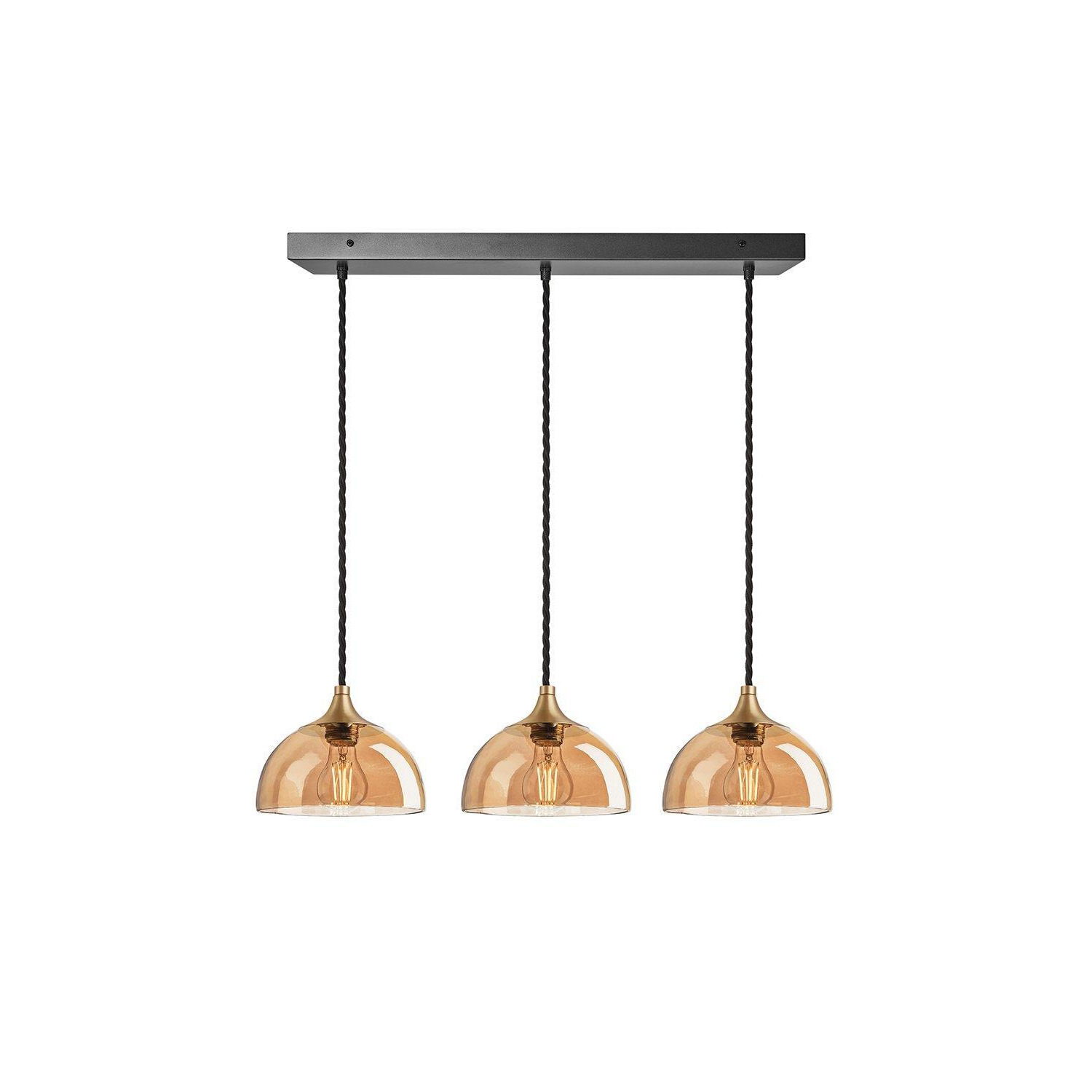 Chelsea Tinted Glass Dome 3 Wire Cluster Lights, 8 inch, Amber, Brass ...