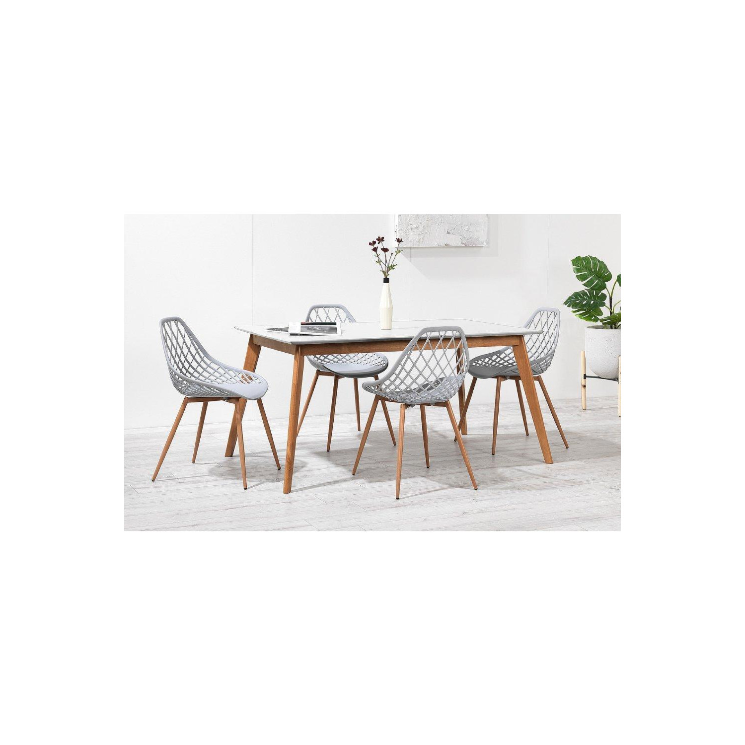 York White 150cm Dining Table with 4 Aurora Chairs by Debenhams ...