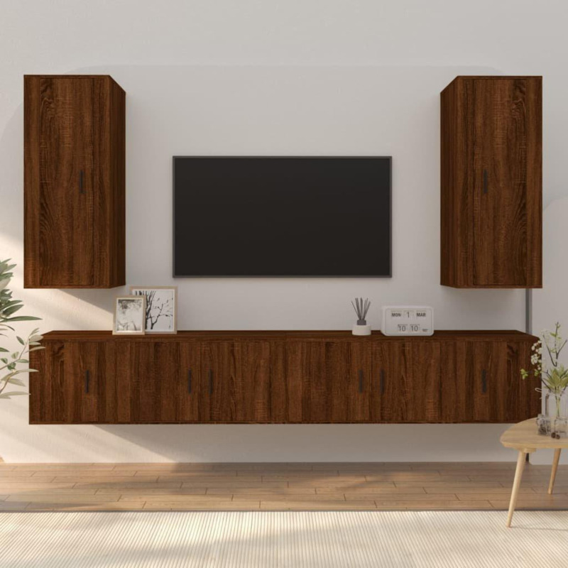 6 Piece TV Cabinet Set Brown Oak Engineered Wood by Debenhams ...
