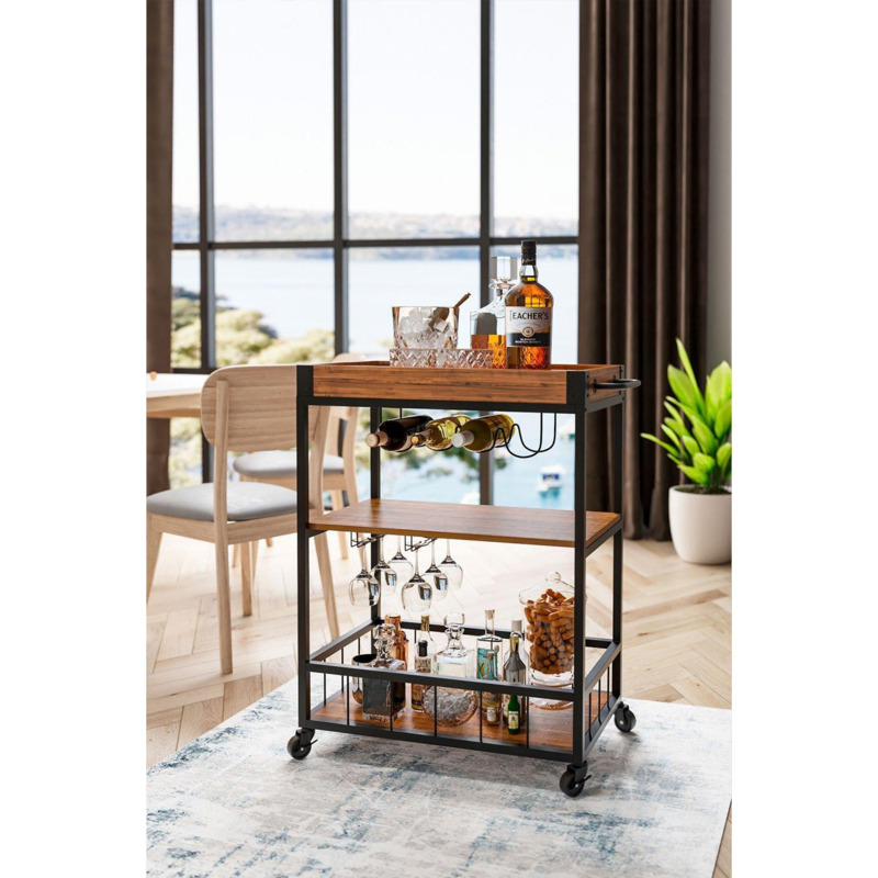 3 Tier Wooden Food Serving Wine Trolley by Debenhams | ufurnish.com