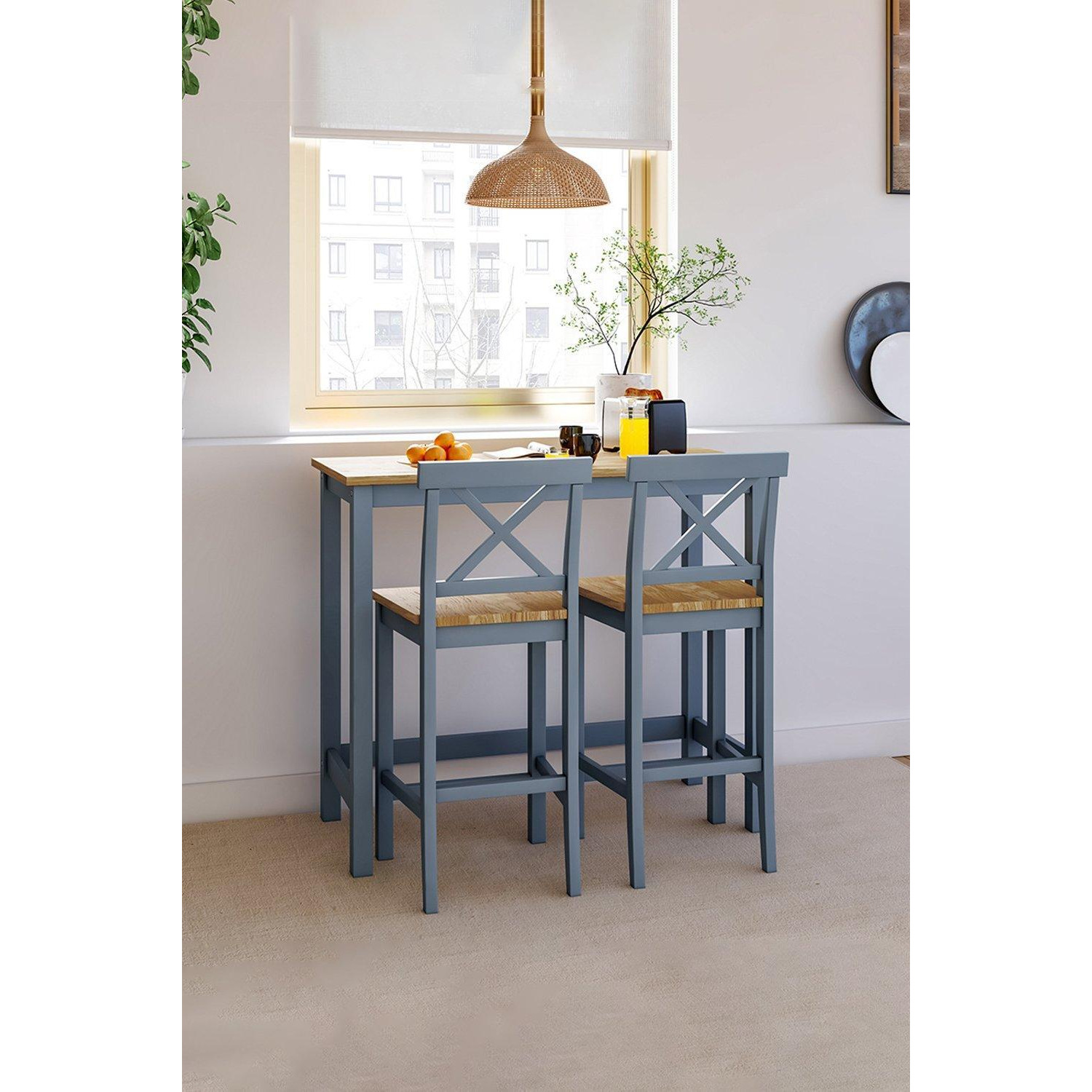Set of 3 Rustic Wooden Bar Table and Stools by Debenhams | ufurnish.com