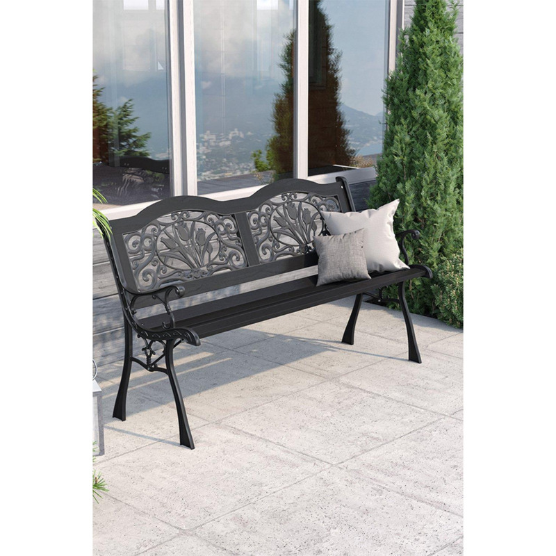 2-Seater Metal Wooden Garden Bench by Debenhams | ufurnish.com