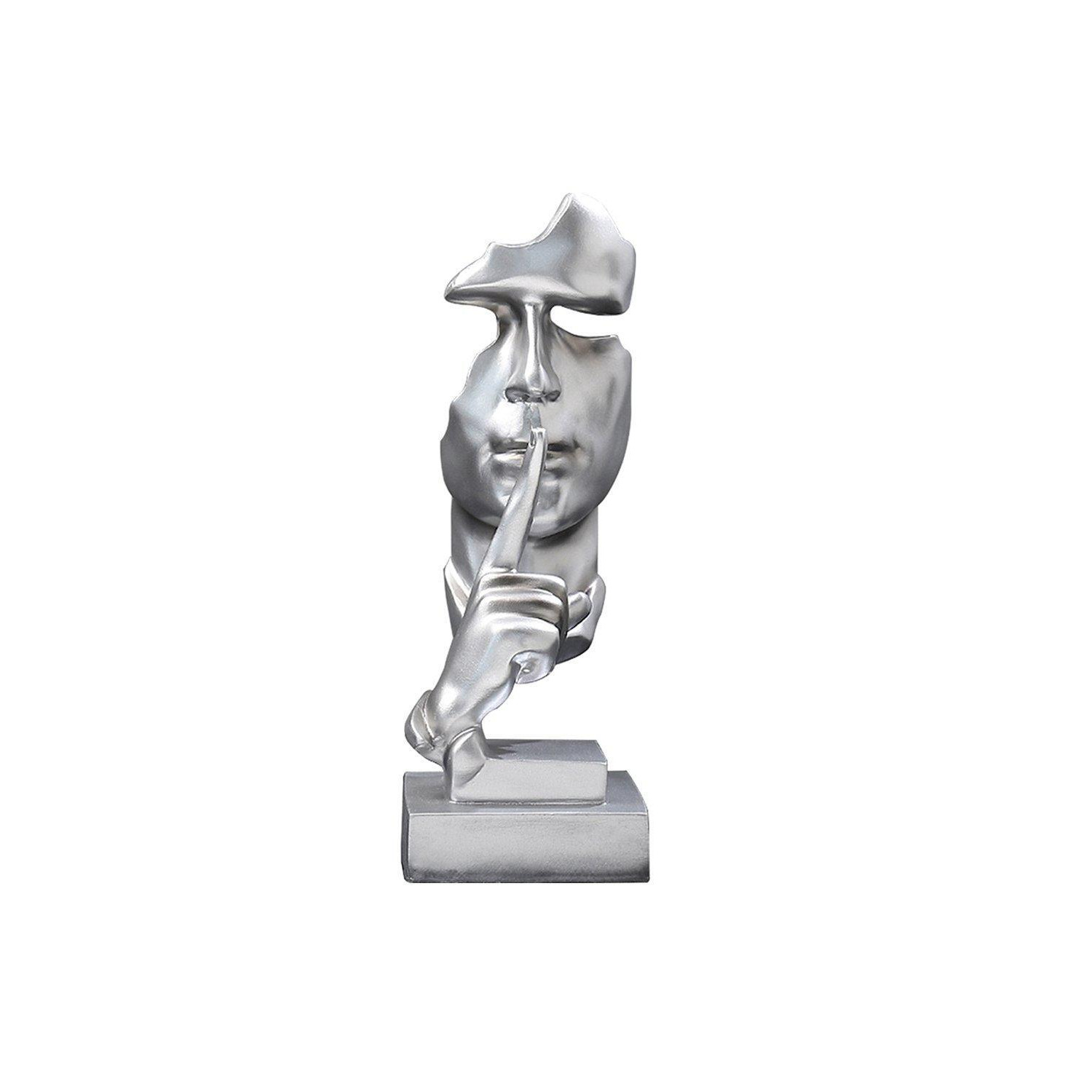 Thinker Statue Silence is Gold Abstract Art Figurine Silver by ...