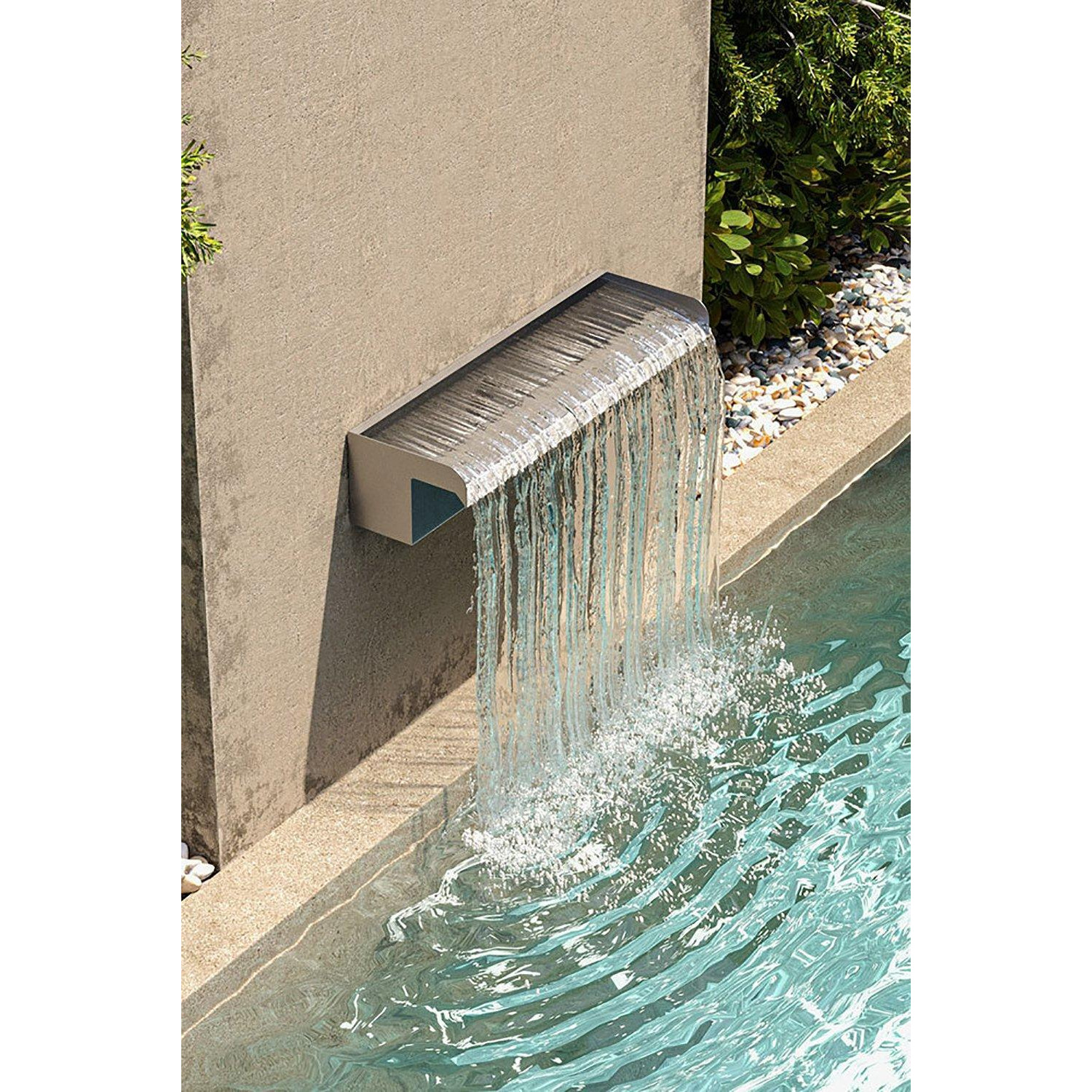30cm Back Entry Waterfall Pool Fountain Garden Stainless Steel Wall ...