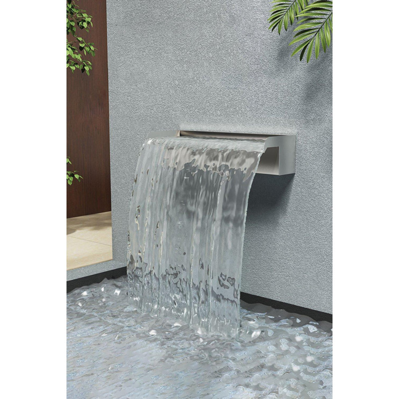 40cmW Back Entry Stainless Steel Wall-Mounted Water Blade Waterfall ...