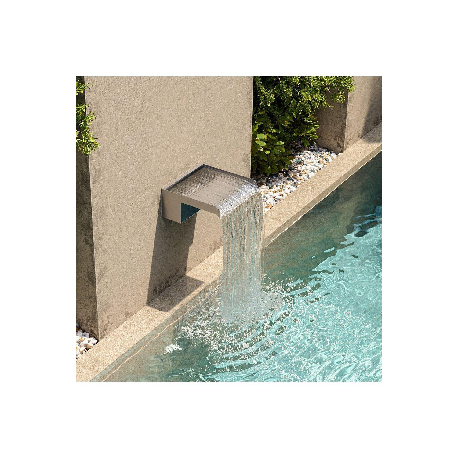 20cmW x 20cmD Wall-Mounted Water Blade Back Entry Garden Waterfall Pool ...
