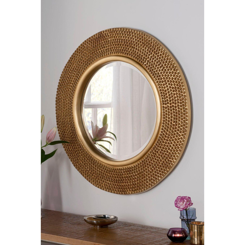 Bobble round mirror Gold 79cm by Debenhams | ufurnish.com