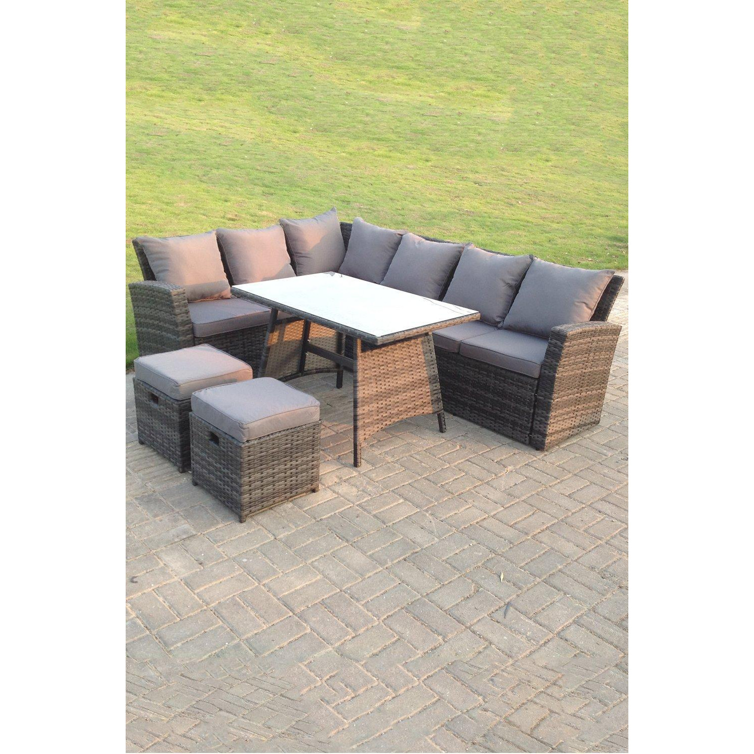 High Back Rattan Corner Sofa Set Dining Table Outdoor Furniture by ...