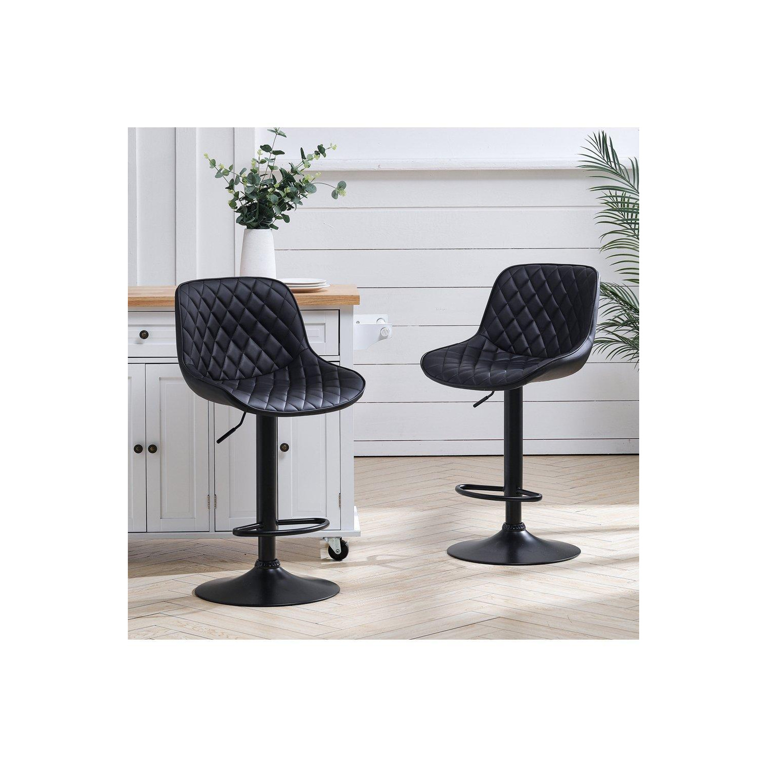 2 Pcs Faux Leather Height Adjustable Bar Stool by Debenhams | ufurnish.com