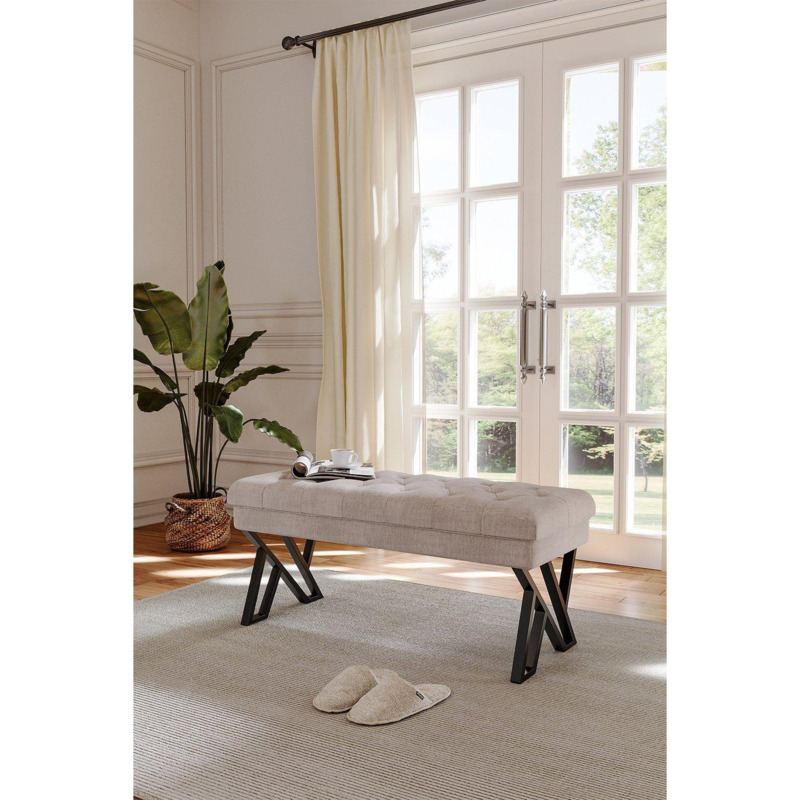 Mid Century Metal Upholstered Bench by Debenhams | ufurnish.com