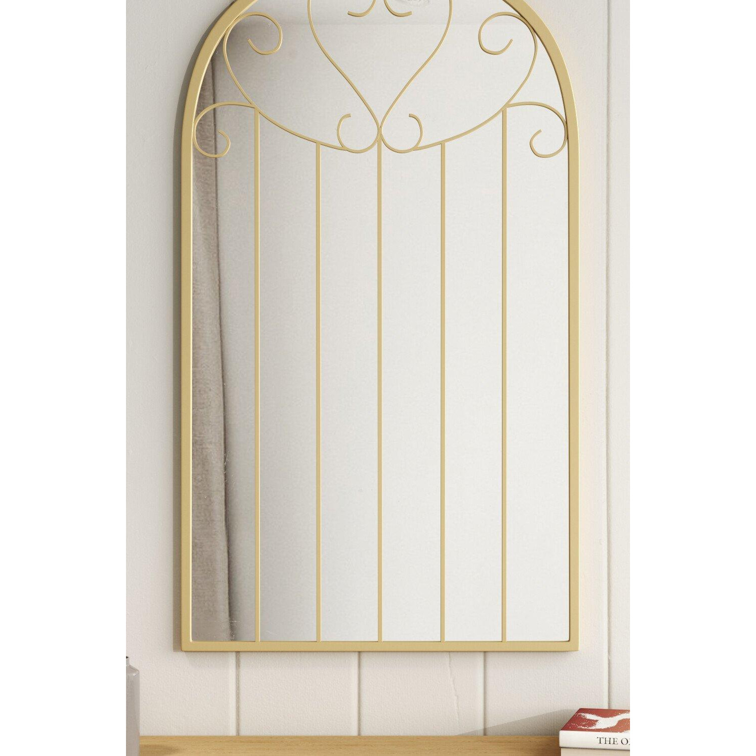 Gold Arched Windowpane Metal Wall Mirror by Debenhams | ufurnish.com
