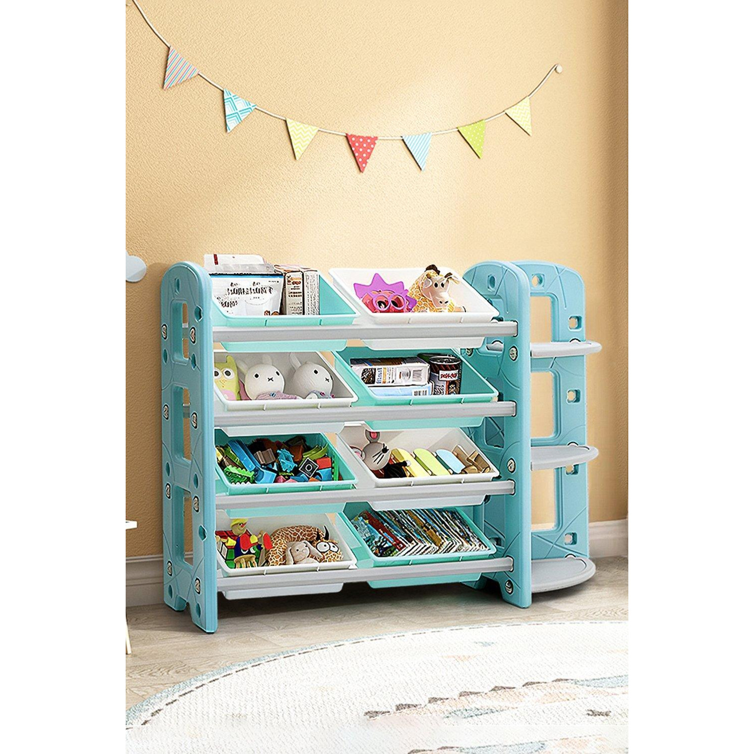 8 Toy Storage Bins Organizer with 3 Tier Corner Shelf by Debenhams ...