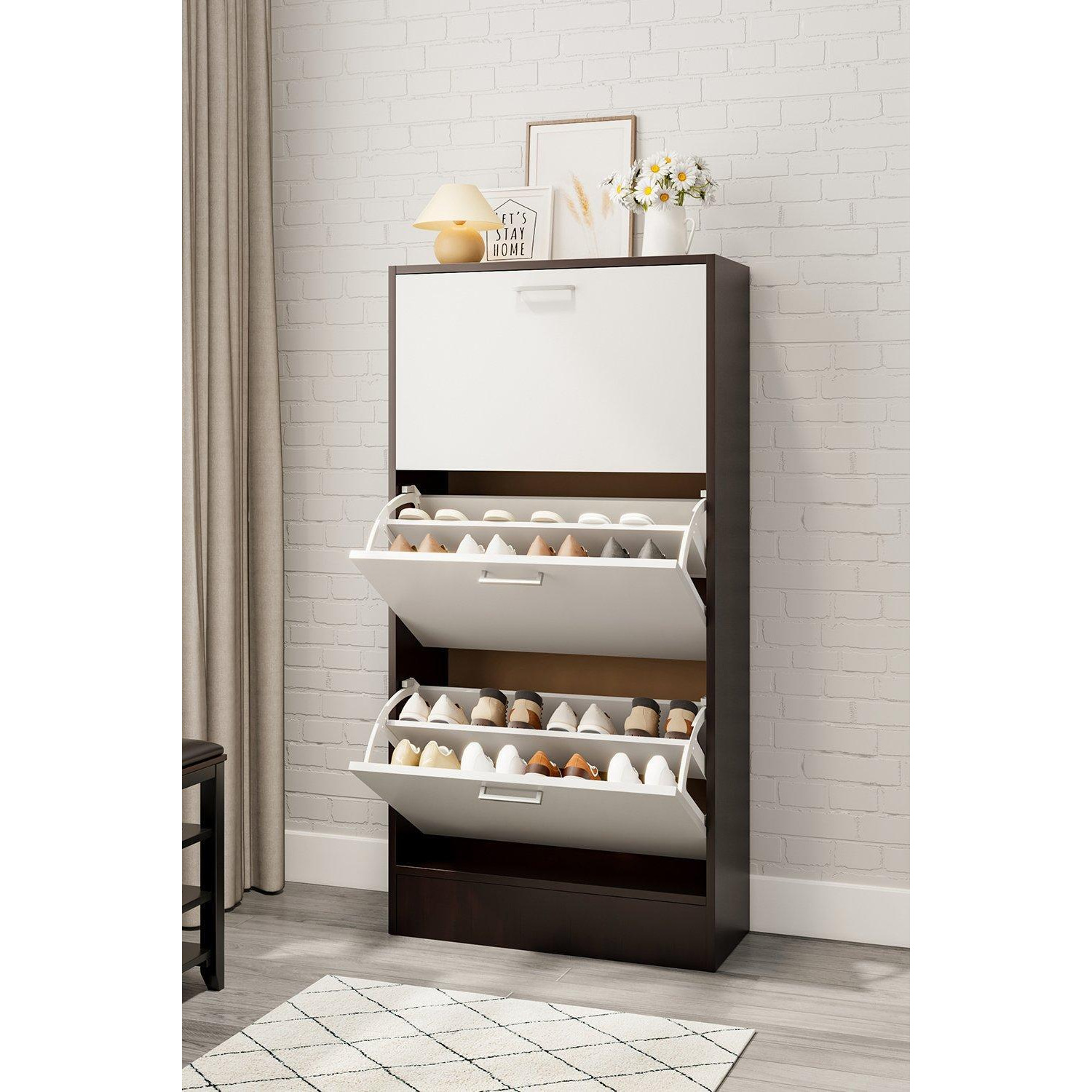 3 Layer Dump Shoes Shelves With Wooden Shoe Rack Drawer by Debenhams ...