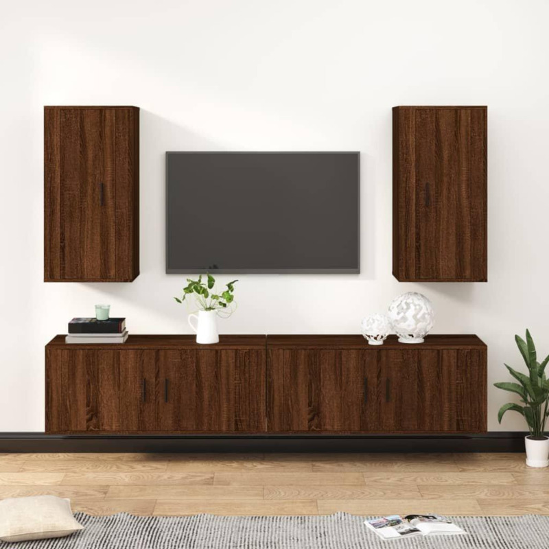 4 Piece TV Cabinet Set Brown Oak Engineered Wood by Debenhams ...