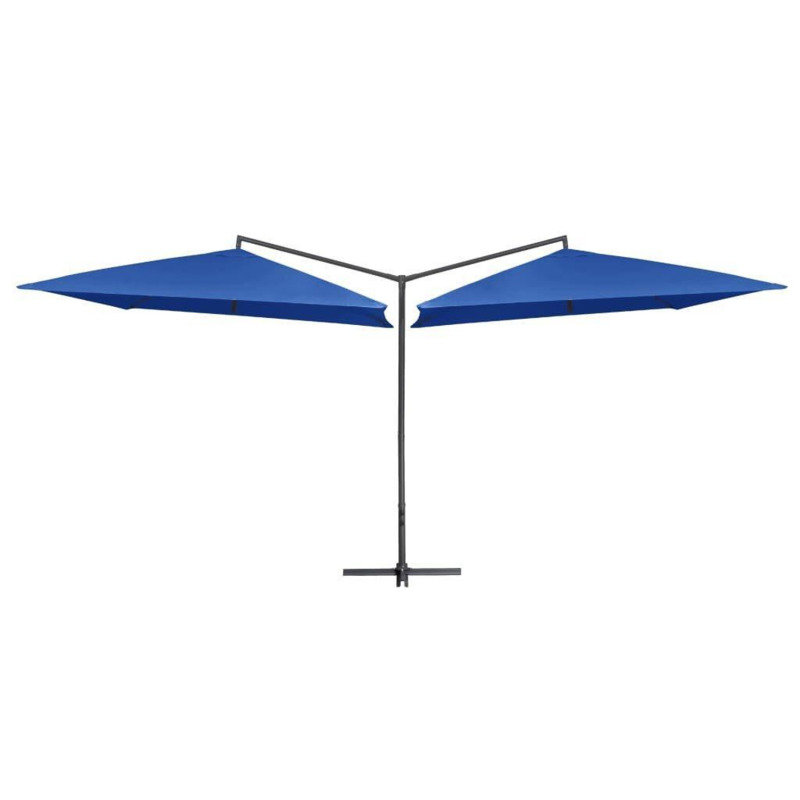 Double Parasol with Steel Pole 250x250 cm Azure Blue by Debenhams ...