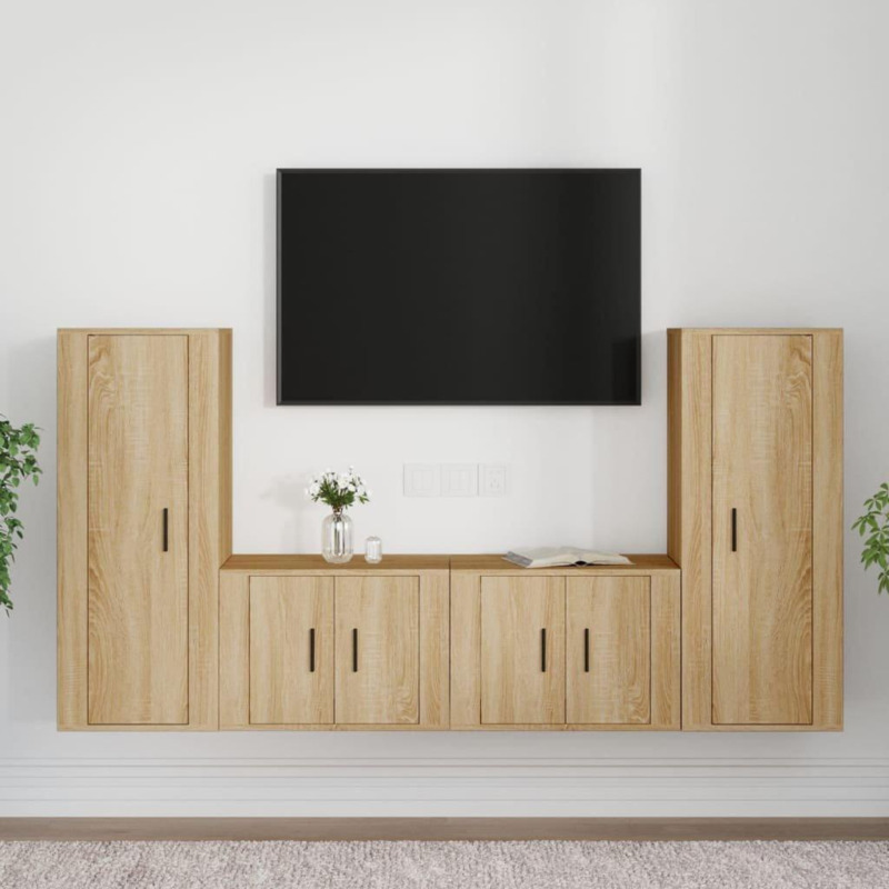 4 Piece TV Cabinet Set Sonoma Oak Engineered Wood by Debenhams ...