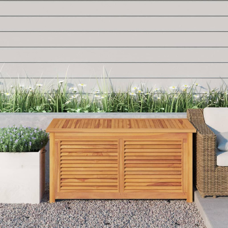 Garden Storage Box with Bag 114x50x58 cm Solid Wood Teak by Debenhams ...