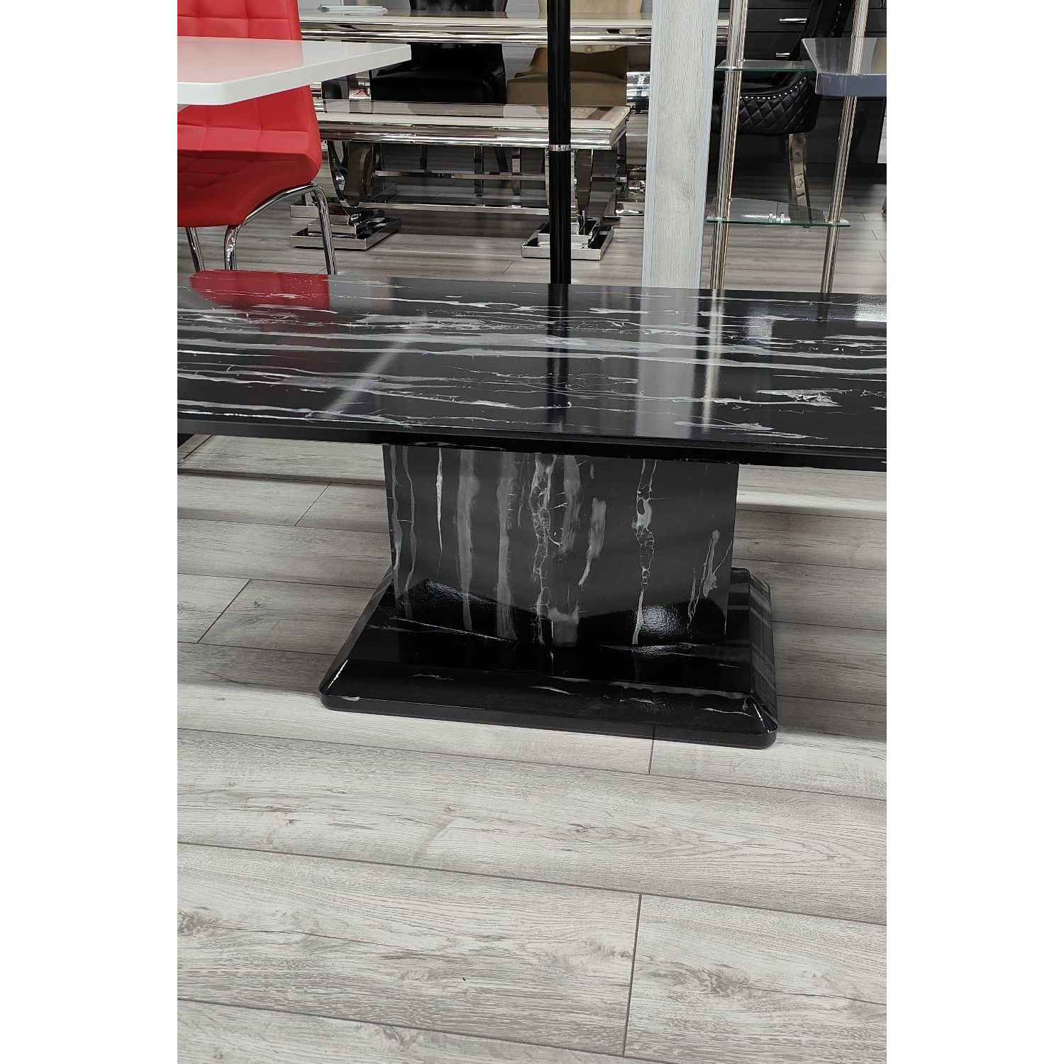 Gloss Finish MDF Marble Effect Coffee Table With Pedestal Stand by ...