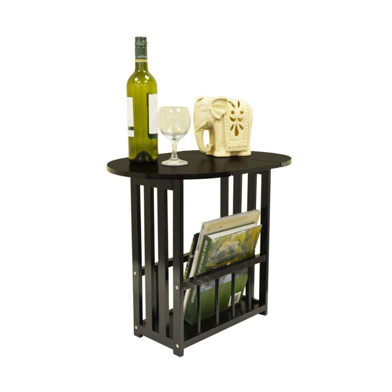 'Haughton' - Swivel Top Side / End Table With Storage Rack - Dark Oak ...