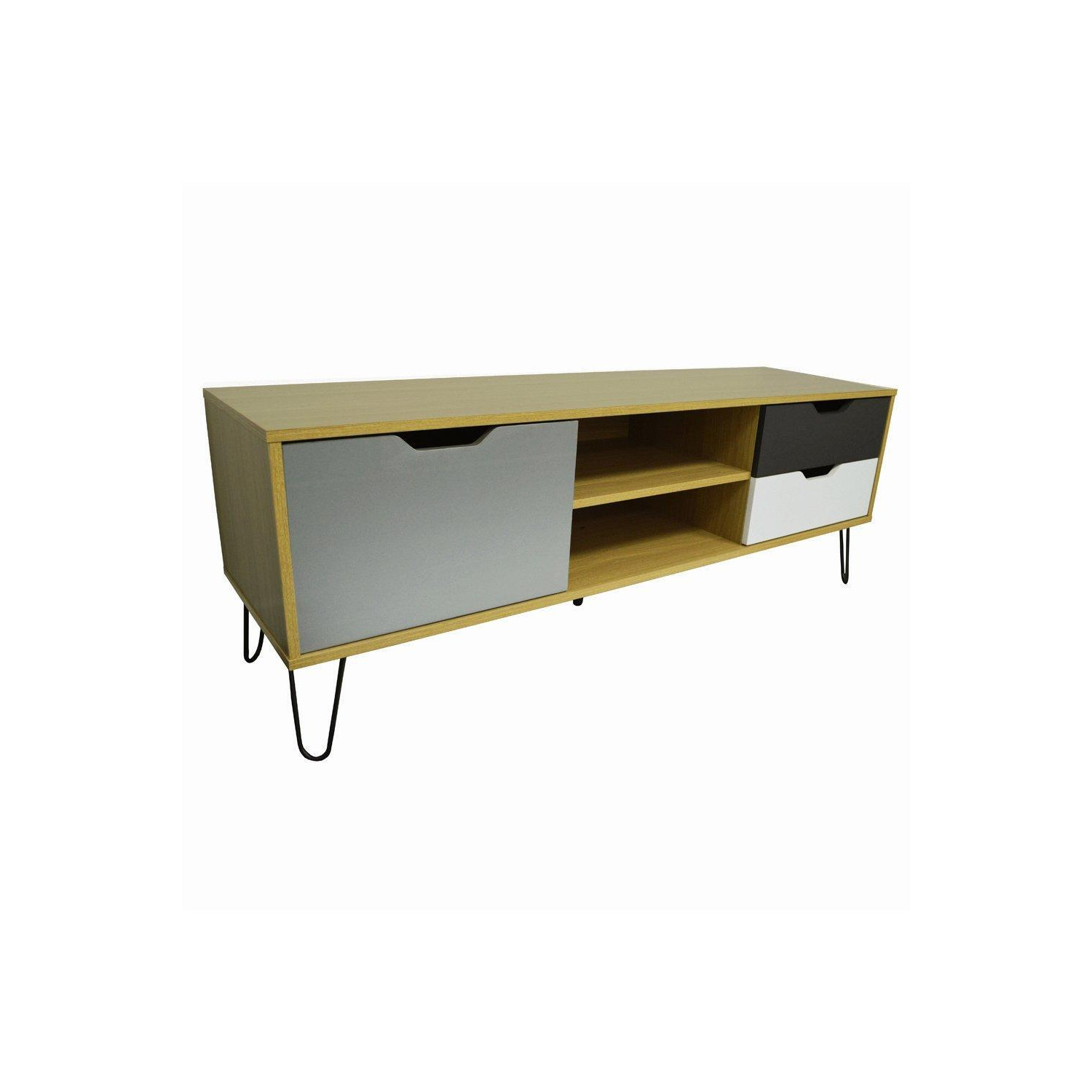 Large Tv Entertainment Unit With Three Storage Drawers - Beech ...