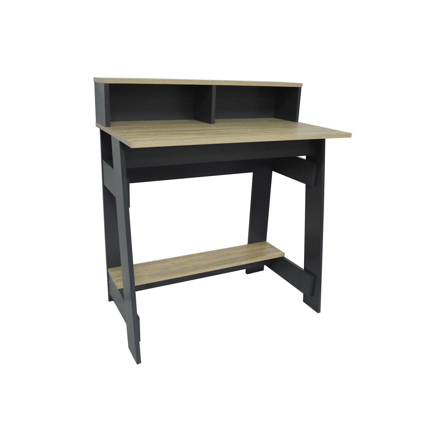 Office Desk With Two Cubbies And Shelf - Light Oak Dark Grey by ...