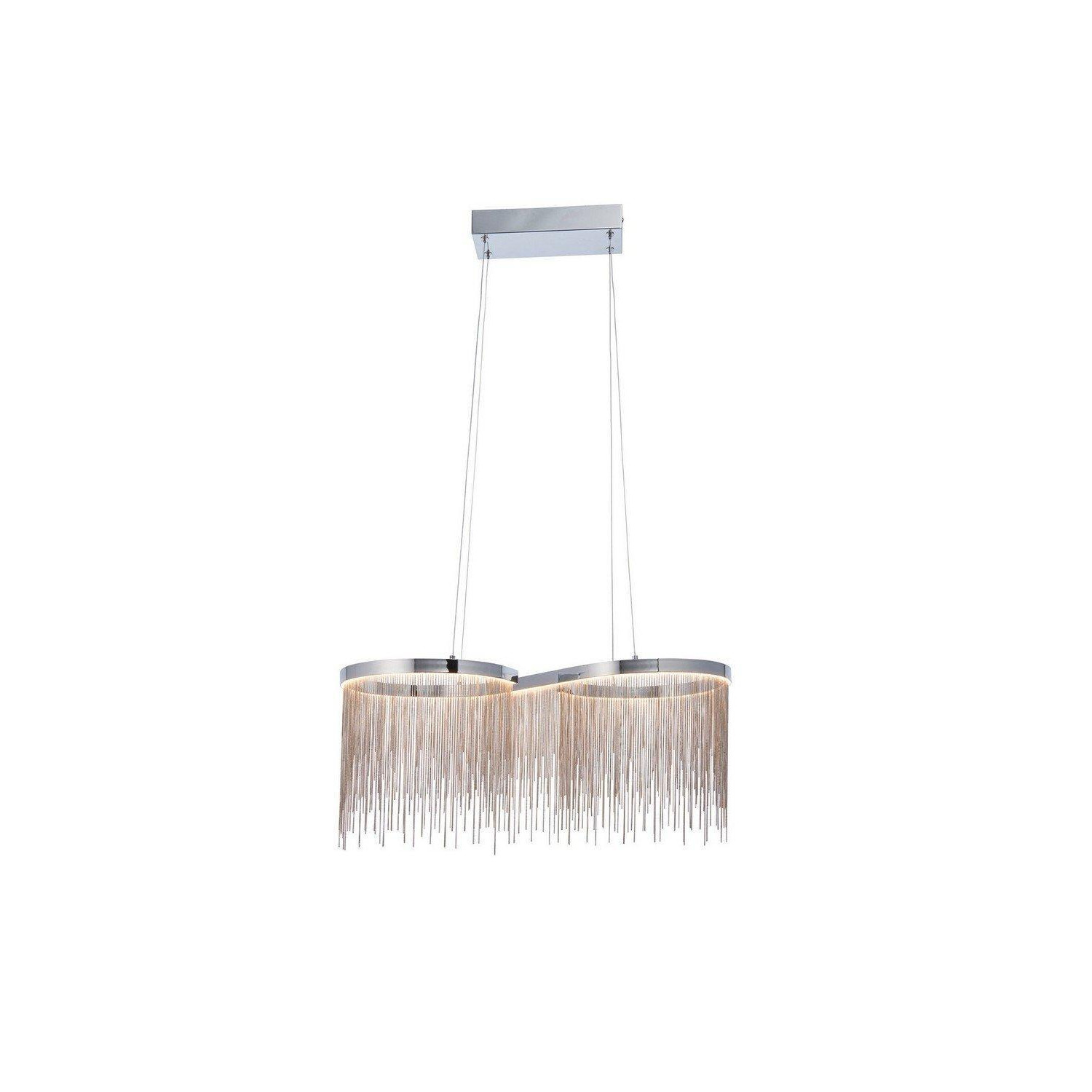 Orphelia LED Pendant Light Fine Silver Chain Waterfall Effect Polished ...