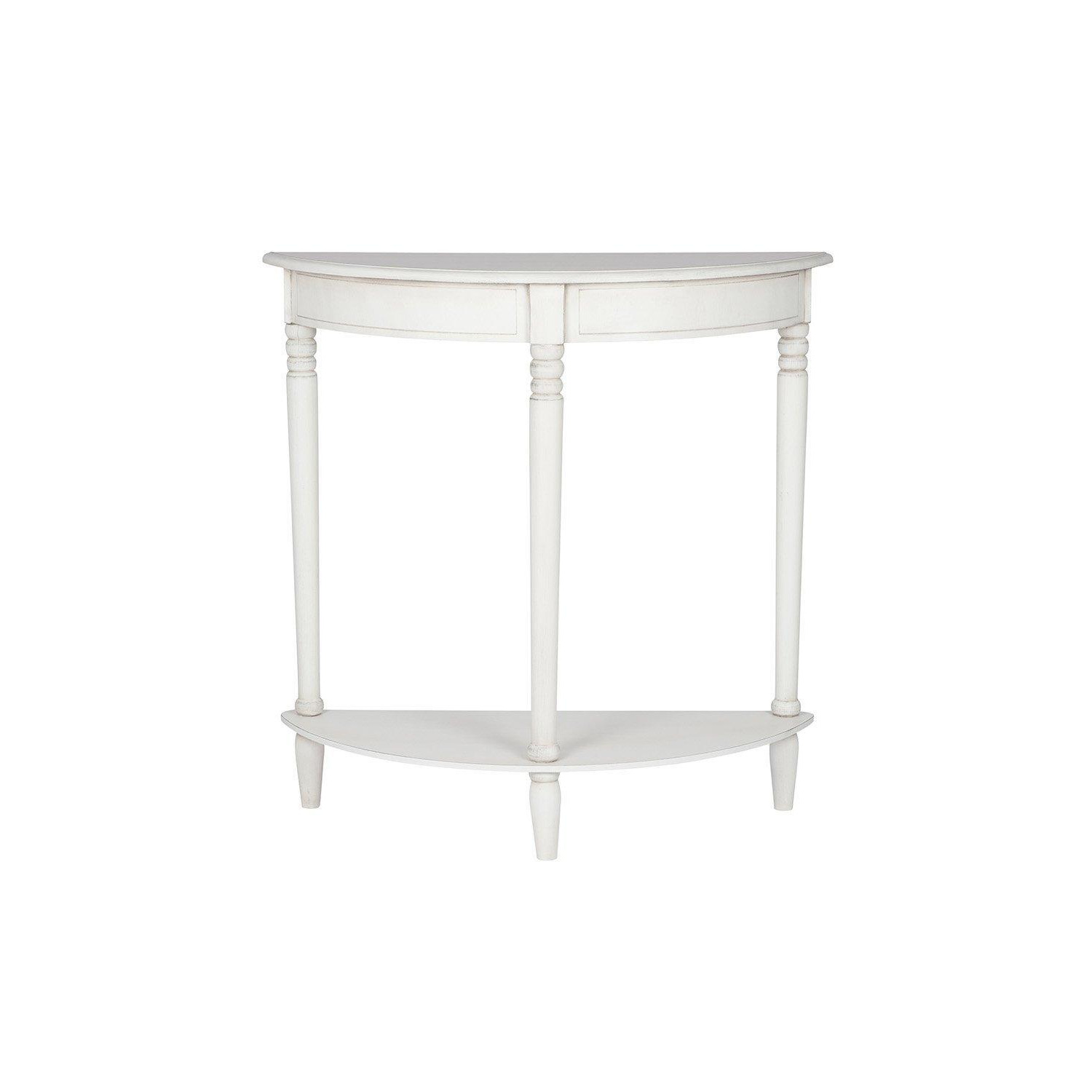 Weathered White Pine Wood Double Shelf Half Moon Coffee Table by ...