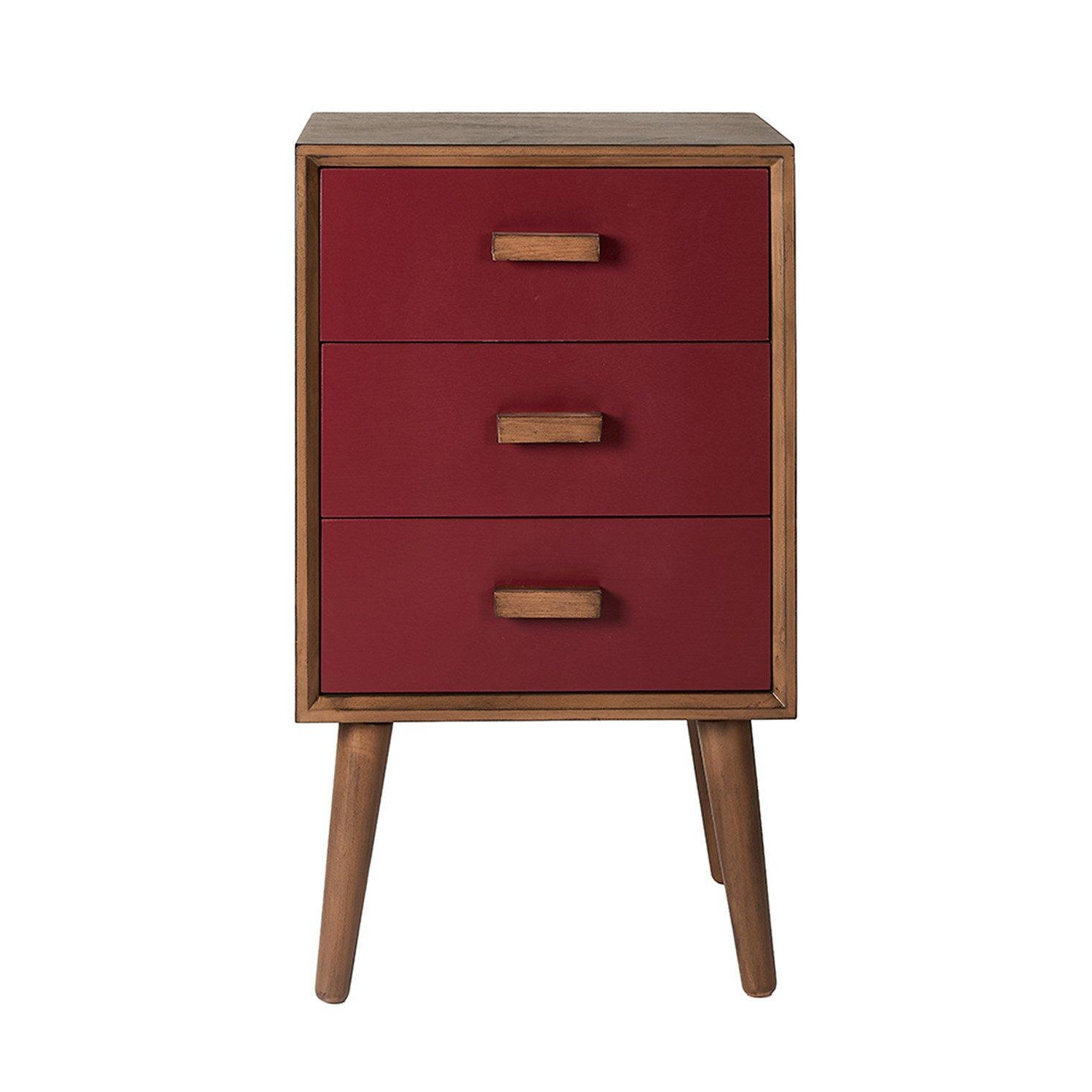 Red Pine Wood Tapered Leg 3-Drawer Bedside Table by Debenhams ...