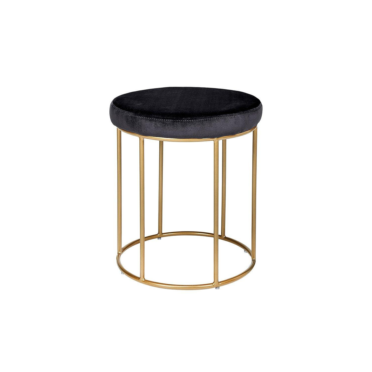 Nova Velvet Gold Metal Framed Stool by Debenhams | ufurnish.com