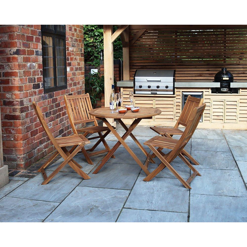 Manhattan 4 Seater Dining Set: 90cm Round Folding Manhattan Table with ...