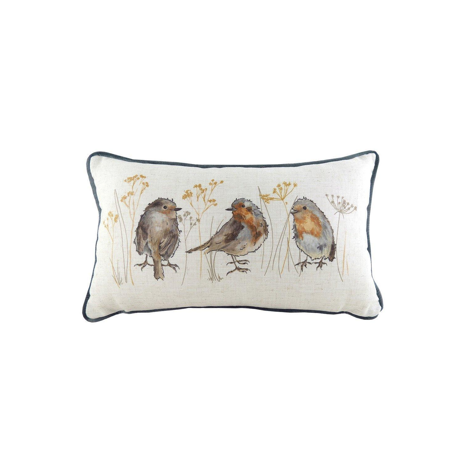Oakwood Robins Printed Hand-Painted Watercolour Cushion by Debenhams ...