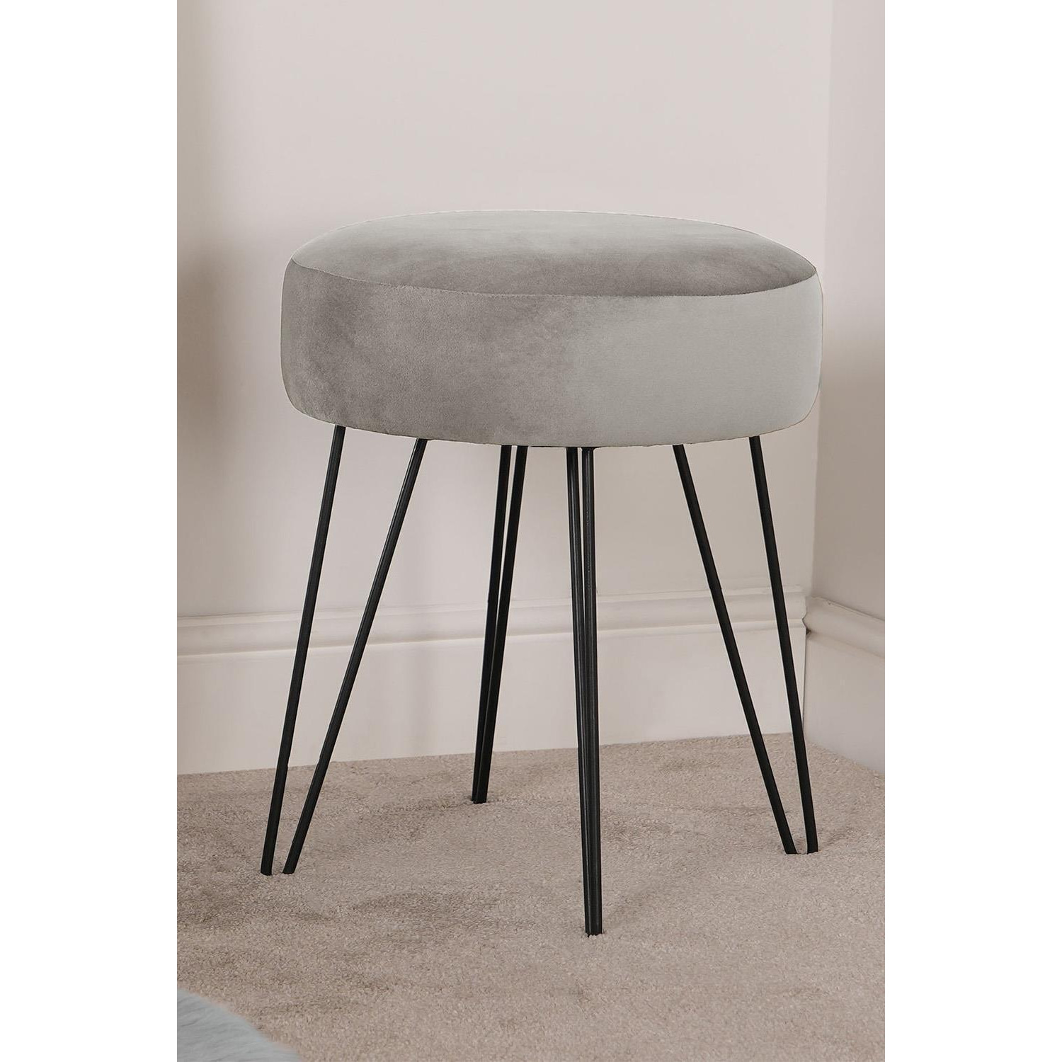 Matte Velvet Dressing Table Stool Ottoman Hairpin Round Vanity Seat ...