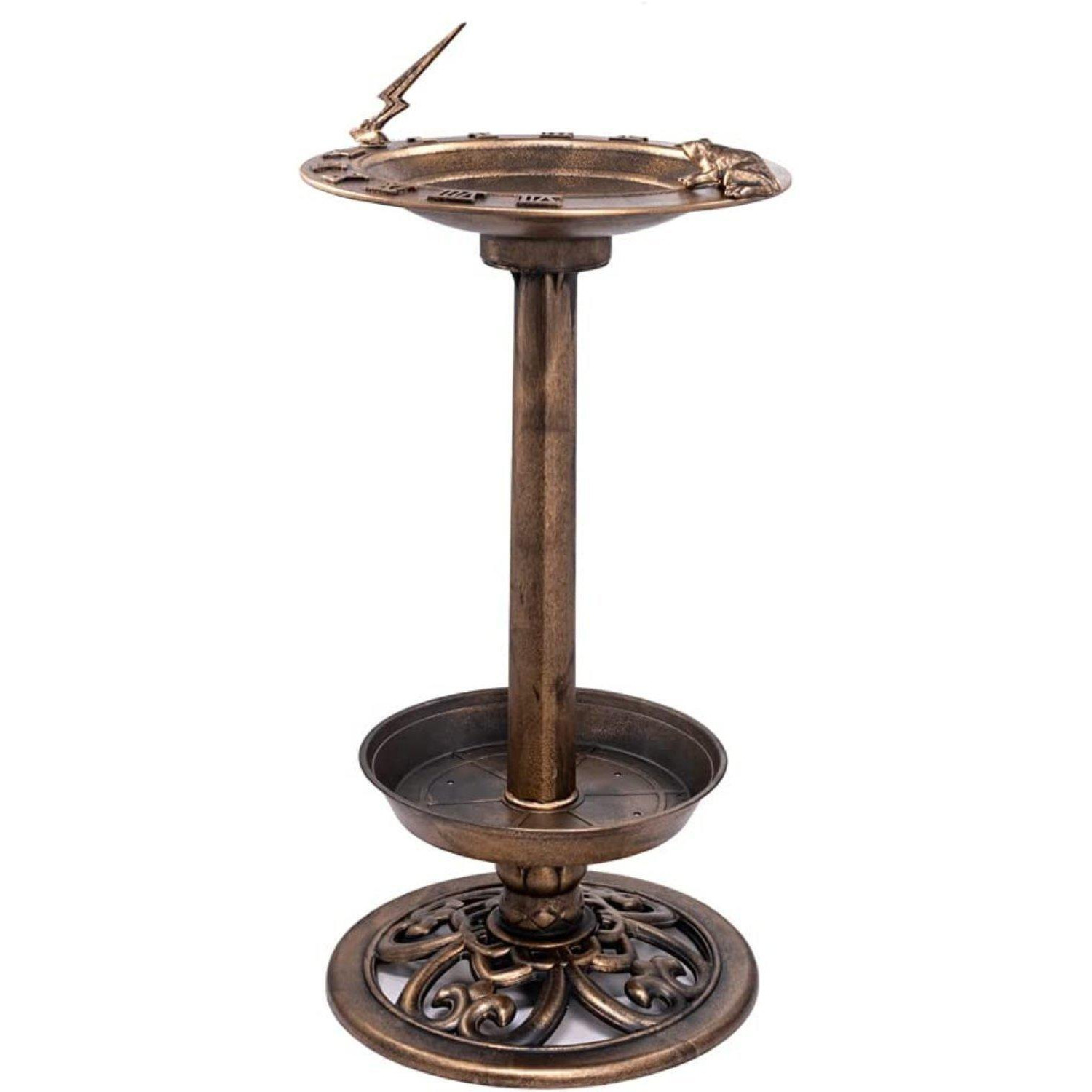 Garden Outdoor Bronze Plastic Metal Effect Clam Shell Bird Bath with ...